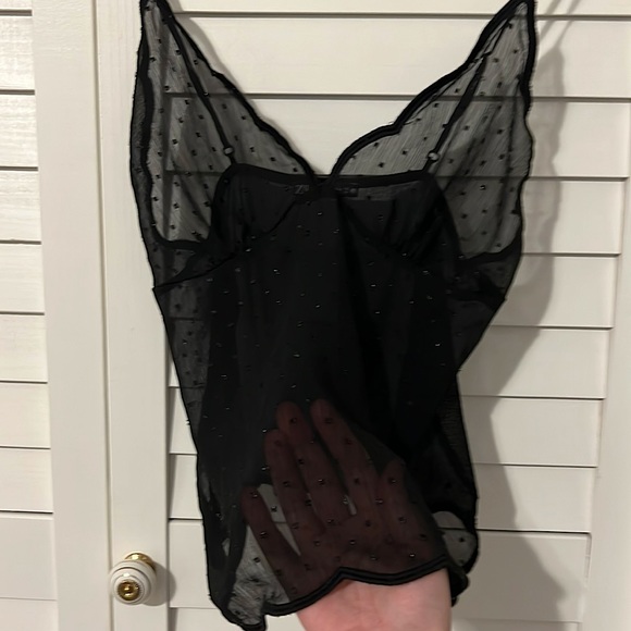 Zara | Tops | Zara Black See Through Dots Camisole Top | Poshmark